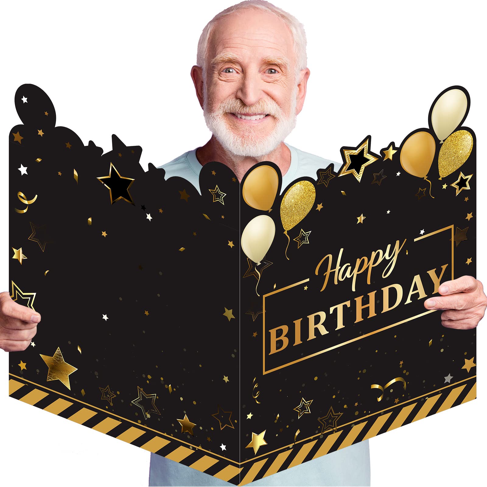 Large Greeting Card 25 x 16 inch Giant Guest Book Jumbo Birthday Card Big Happy Birthday Card Oversize Plastic Custom Card for Women Men Party Decorations (Birthday Theme)