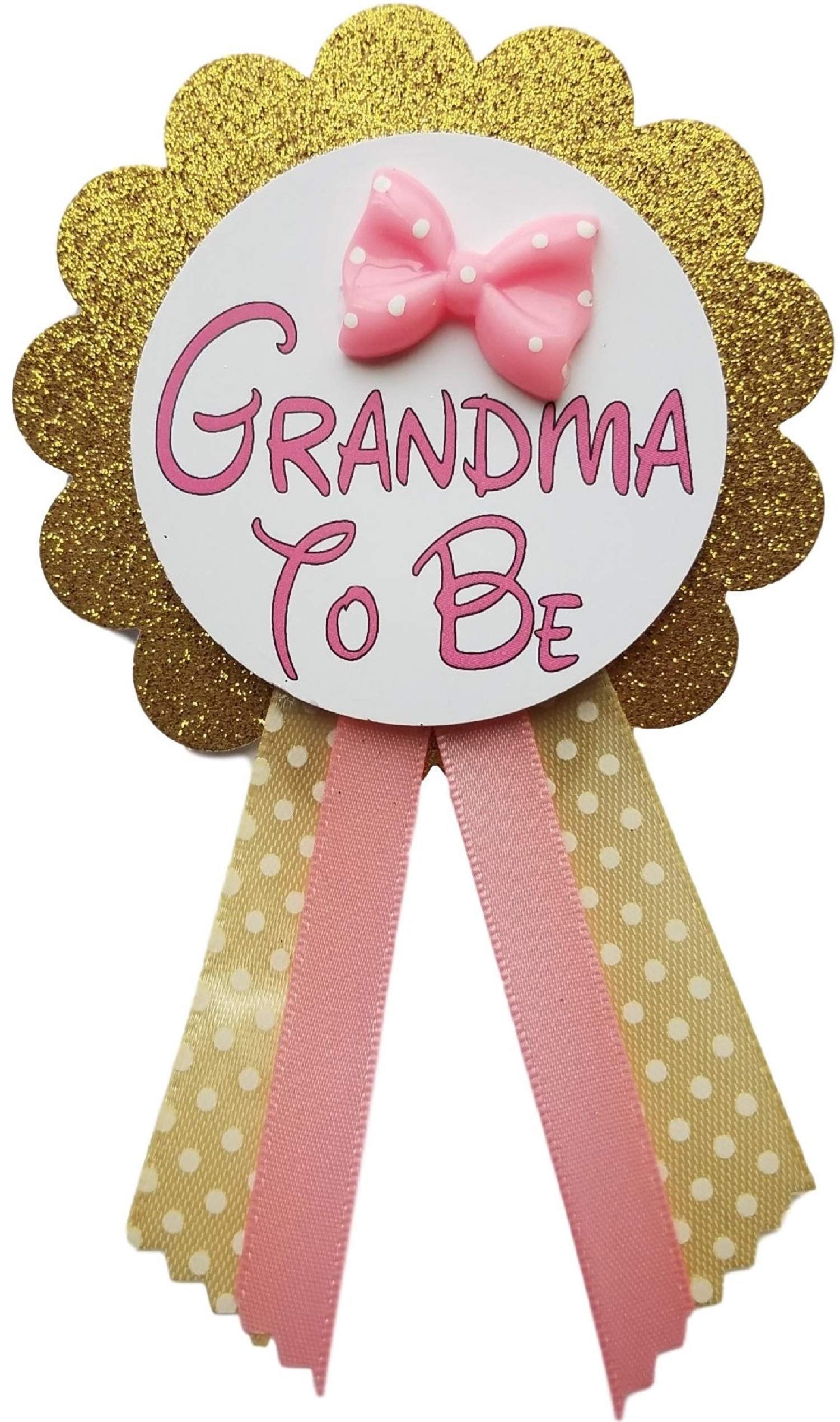 Grandma to Be Pin Girl Baby Shower Pin for nona to wear, Pink & Gold Glitter It's a Girl Baby Sprinkle