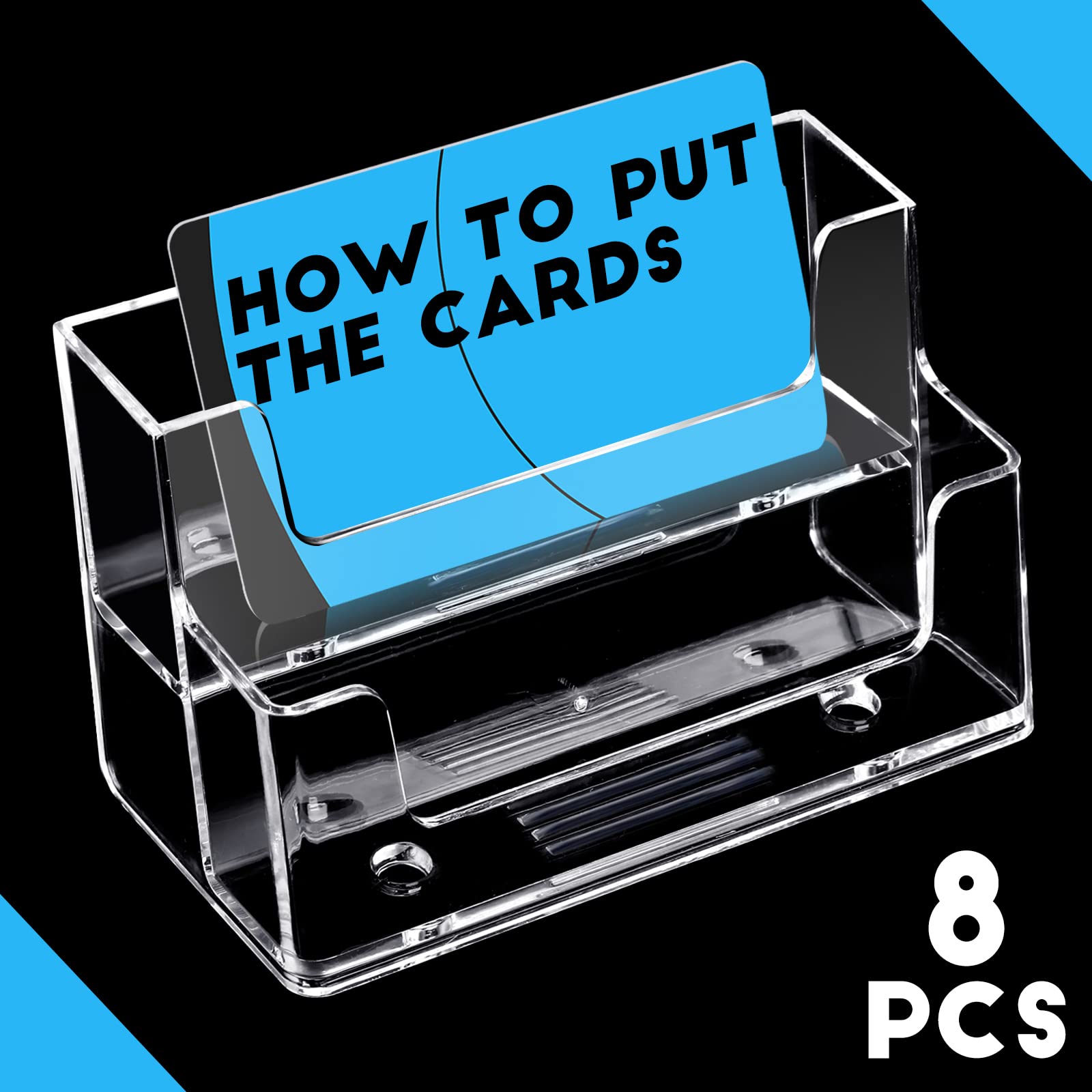 4 Pcs Acrylic Business Card Holder 2 Tiers Clear Plastic Card Stand Organizer Card Holder Display for Home Office 120 Cards Capacity