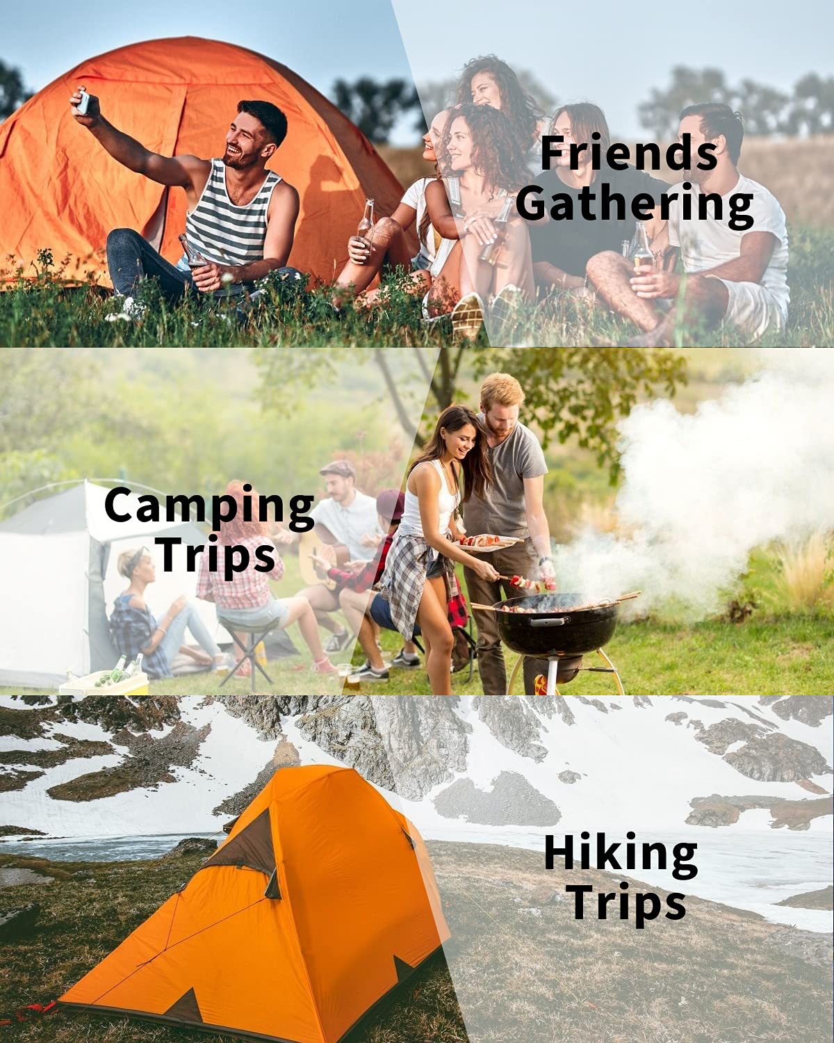 4 Person Tent with Removable Rain Fly, Waterproof Camping Tents Easy Setup, 3 Mesh Windows with Double Layer for Camp Backpacking Hiking Outdoor for 4 Seasons(Navy)