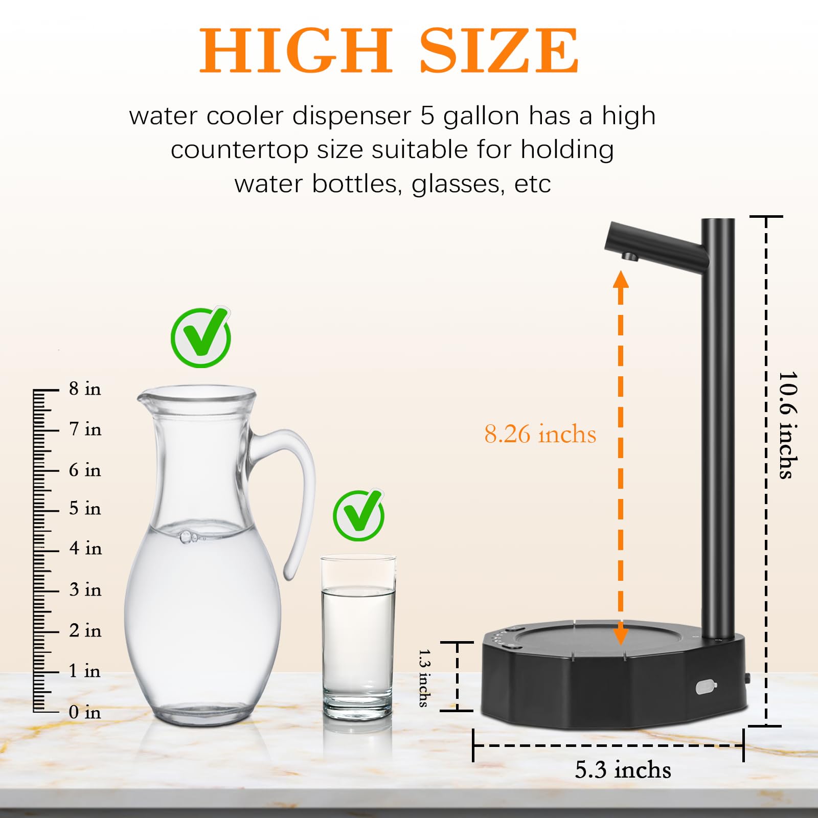 5 Gallon Water Dispenser,Water Dispenser for 5 Gallon Bottle,Smart Desktop Water Dispenser,Bedside Water Dispenser ,Automatic Drinking Water Dispenser Pump,Safe and Leak-Free for Long-Term Use( Black)