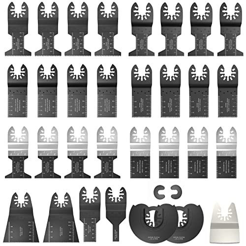33 Pack Oscillating Saw Blades, Bimetal Oscillating Tool Blades to Cut Metal Plastic Wood Oscillating Multitool Quick Release Saw Blades Compatible with Fein Multimaster Bosch Craftsman Milwaukee