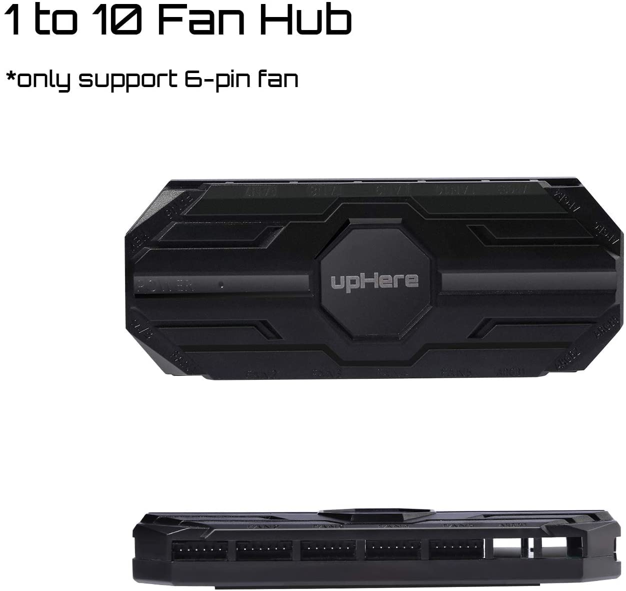 upHere 10 Port 6PIN SATA RGB Hub with 21-Key Remote Control Black MBX10
