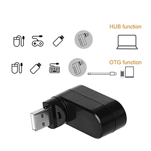Lysee HDMI Cables - Portable 270 Degree Rotatable High Speed 3 Ports USB HUB 2.0 USB Splitter Adapter for Notebook Tablet Computer PC Peripherals - (Length: as pic)