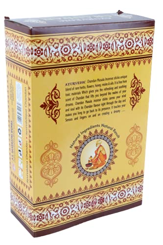 AYURVEDIC Chandan Fragrance Incense Sticks| Aromatic Natural and Safe Agarbatti Set| Home&Garden Incense 12 Box Eco Friendly.