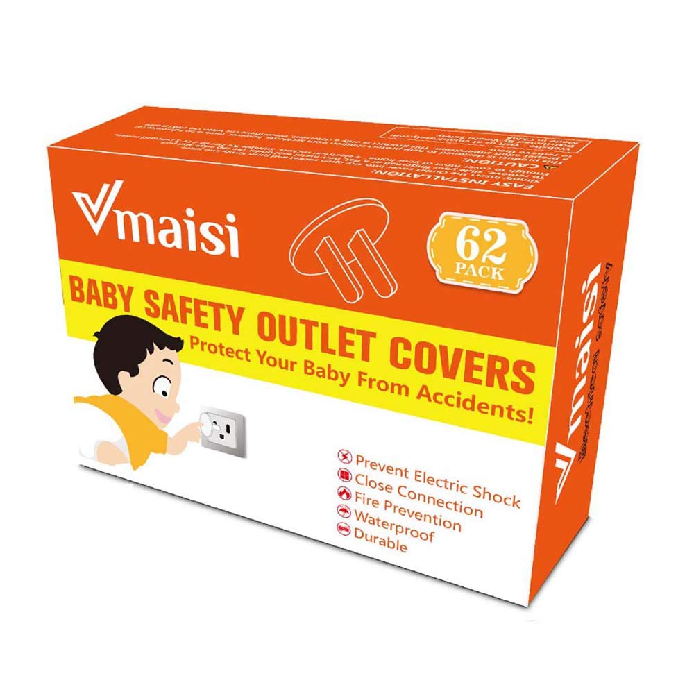 62 Pieces Outlet Covers ChildProof Plug Protector - Vmaisi Baby Proofing Electrical Safety Outlet Plugs