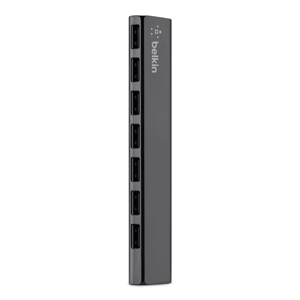 Belkin 7-Port Ultra-Slim Desktop USB Hub - Desktop USB Hub 2.0 - 7 Hi-Speed USB Ports - Compatible With MacOS & Windows For Connecting Charging Cable, Keyboard, Mouse & Any USB-Enabled Devices
