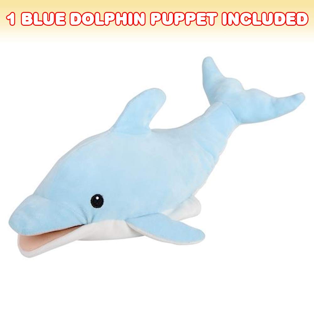 ArtCreativity Blue Dolphin Hand Puppet, Soft Plush Puppet for Kids, Cute Dolphin Toys for Boys and Girls, Aquatic Theme Party Decoration, Great Birthday Gift
