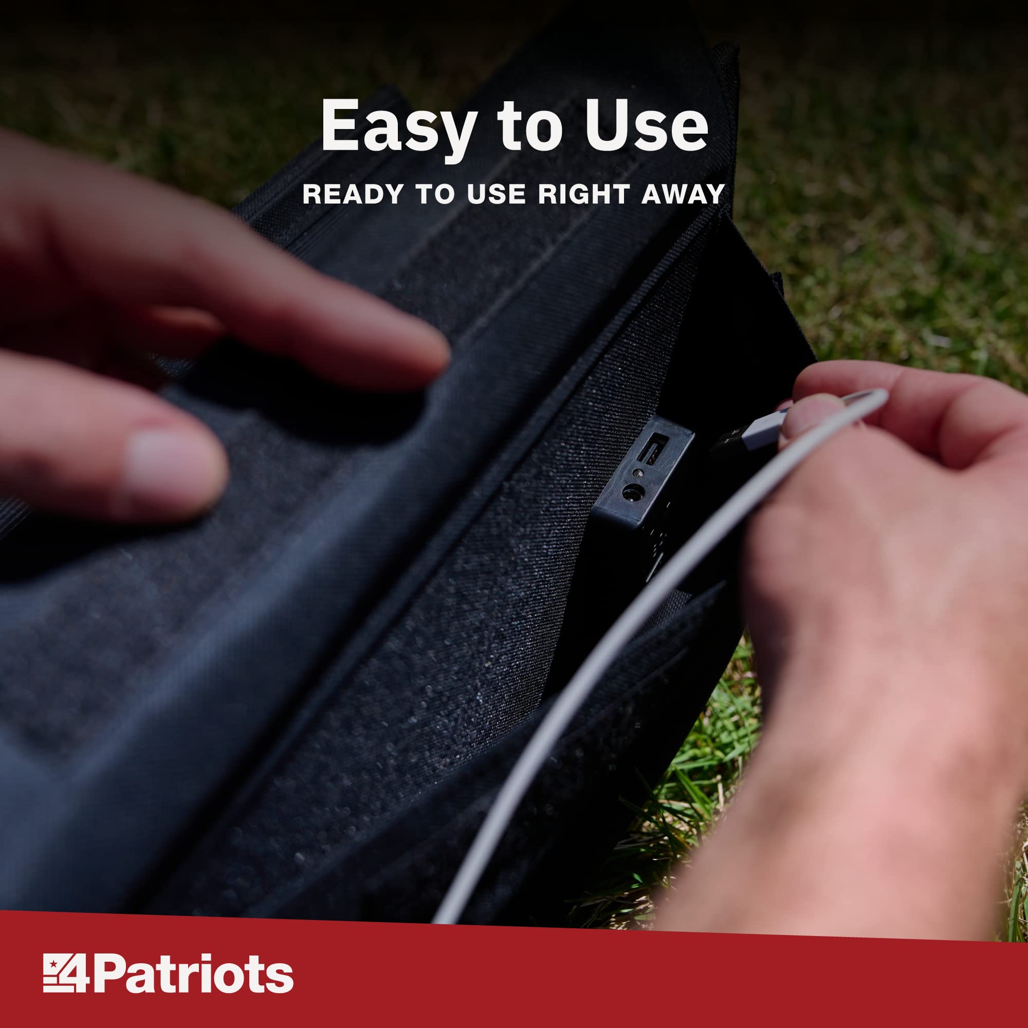 4Patriots: 40-Watt Solar Panel - Compact Portable Power, 4 Foldable Panels, USB Port for Phone & Devices, ECO Solar Energy, Handle for Easy Transport, Solar Charger for Camping, Hiking Or RV Trips