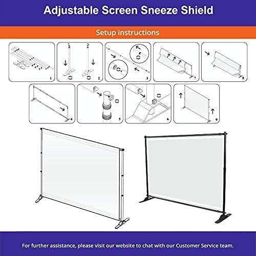 BannerBuzz Sneeze Guard, Adjustable Banner Stand, 580GSM Full Tarp PVC Clear Vinyl with Black Coated Aluminium, Vision Clarity Up to 90% (5' W x 5' H)