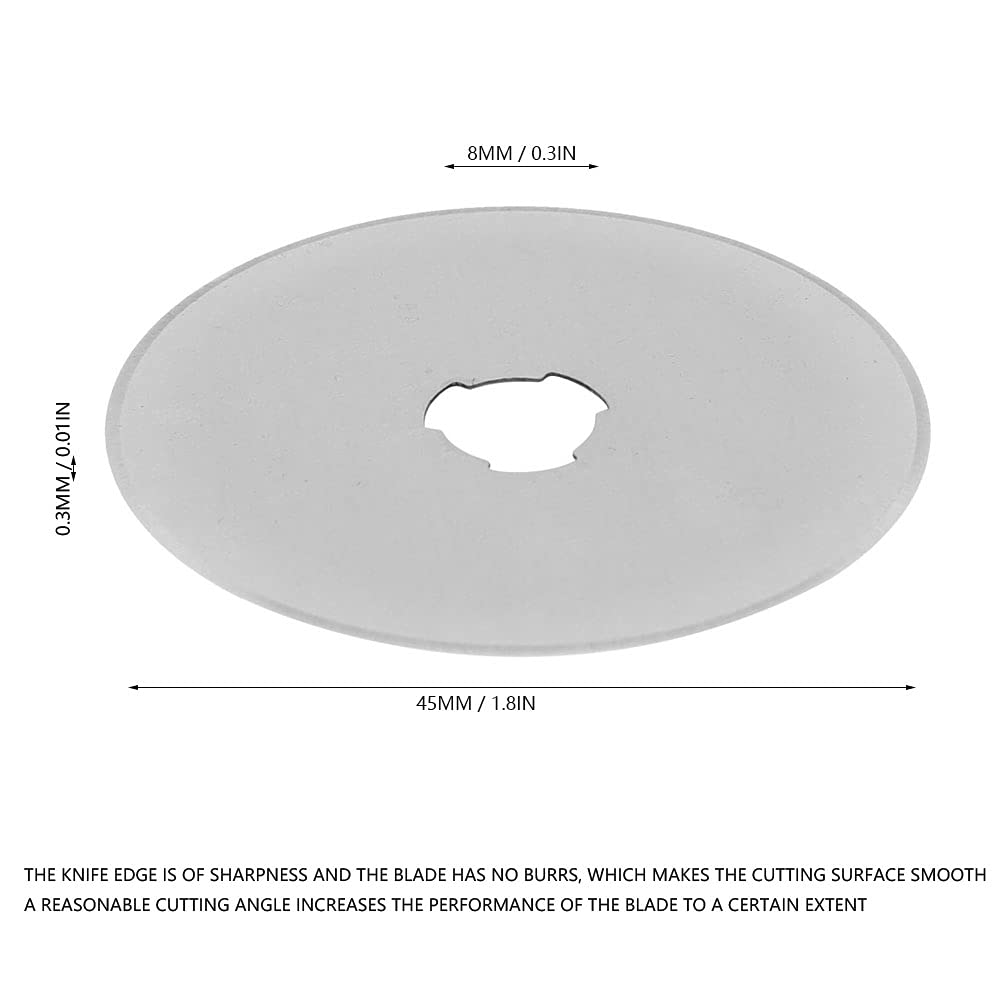 45mm Round Knife Blade Replacement Kit, SKS -7 Material, 6 Layers Fabric Cutting, Suitable for Paper, Fabric, Leather, Rotating Blade for Efficient Cutting