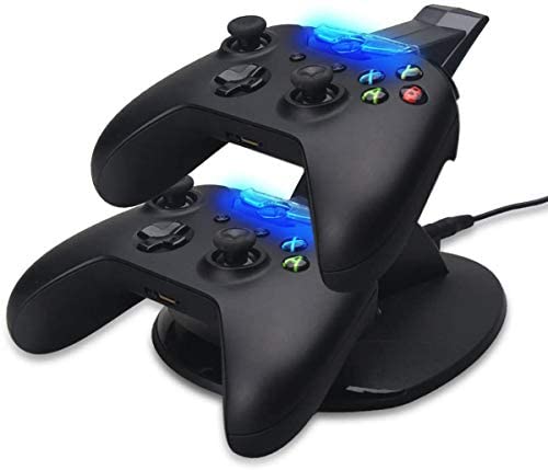 Charger Charging Station,Poulep Charging Station for Xbox One, Dual Charger Stand Compatible With for Xbox One/S(Black)