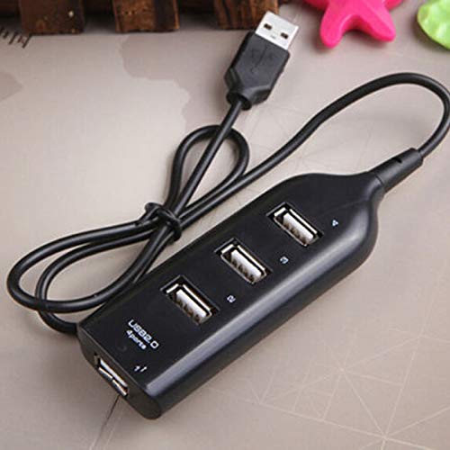 Lysee Plug & Connectors - 4 Port USB 2.0 Multi HUB Splitter High Speed Splitter Socket Expansion Desktop PC Laptop Adapter Converter Data Charger Cable - (Bundle: White)