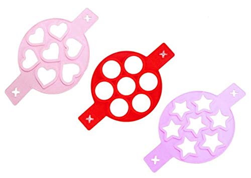 7 Holes Pancake Molds Ring Fried Egg Mold Reusable Silicone Non-Stick Pancake Maker for Frying Muffin Pancake or Fast Easy DIY Egg(3pcs)