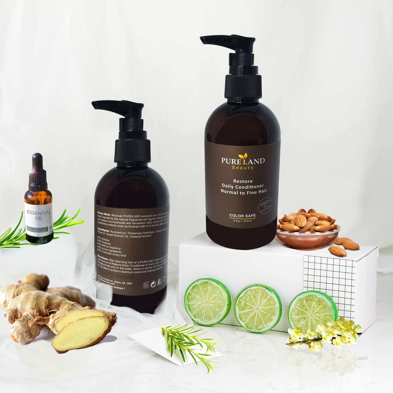 Pureland Beauty Restore Daily Conditioner - Natural Hair Conditioner for Normal to Fine Hair - Sulfate-Free and Plant-Based - 8.5 oz
