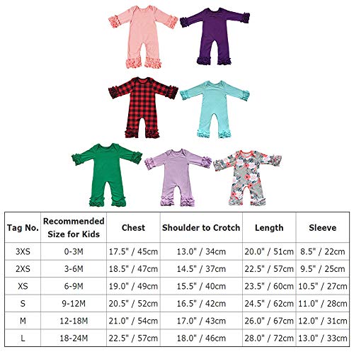 IBTOM CASTLE Baby Girls Boys Christmas Icing Ruffle Jumpsuit Pants Plain Layering Bodysuit Romper Long Sleeve Pajamas Birthday Outfits Black 0-3 Months