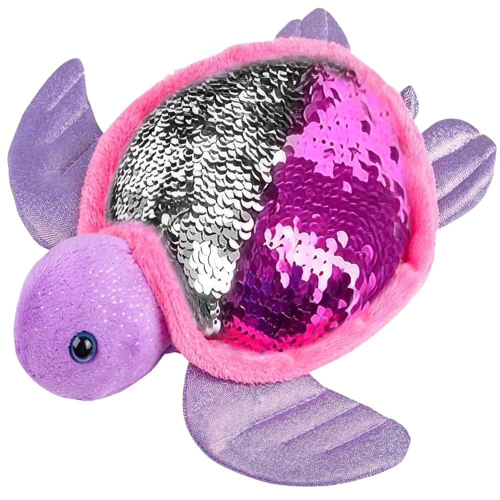 ArtCreativity Flip Sequin Sea Turtle Plush Toy, 1PC, Soft Stuffed Sea Turtle with Color Changing Sequins, Cute Home and Nursery Animal Decorations, Calming Fidget Toy for Girls & Boys, 10.5 Inches