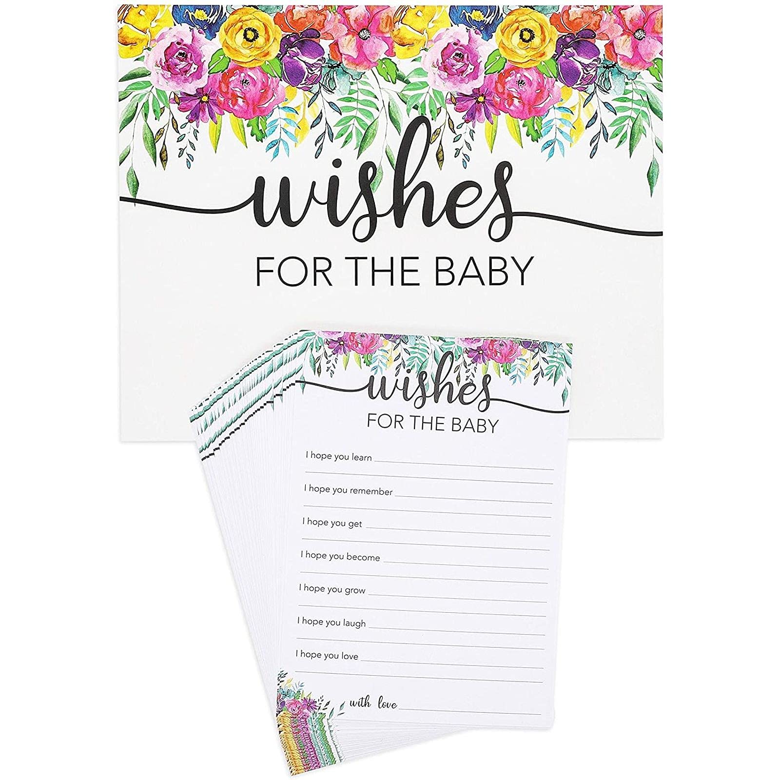 Juvale 50-Count Baby Shower Guest Activity Cards - Wishes for Baby - 5 x 7 Inches