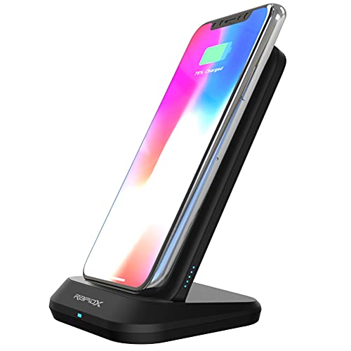 RapidX Myport 10000 mAh Power Bank, 10W Wireless Charging (Qi-Certified) & Charging Stand, 1 USB-C Input/Output (18W), 1 USB Output for iPhone and Android (Black)