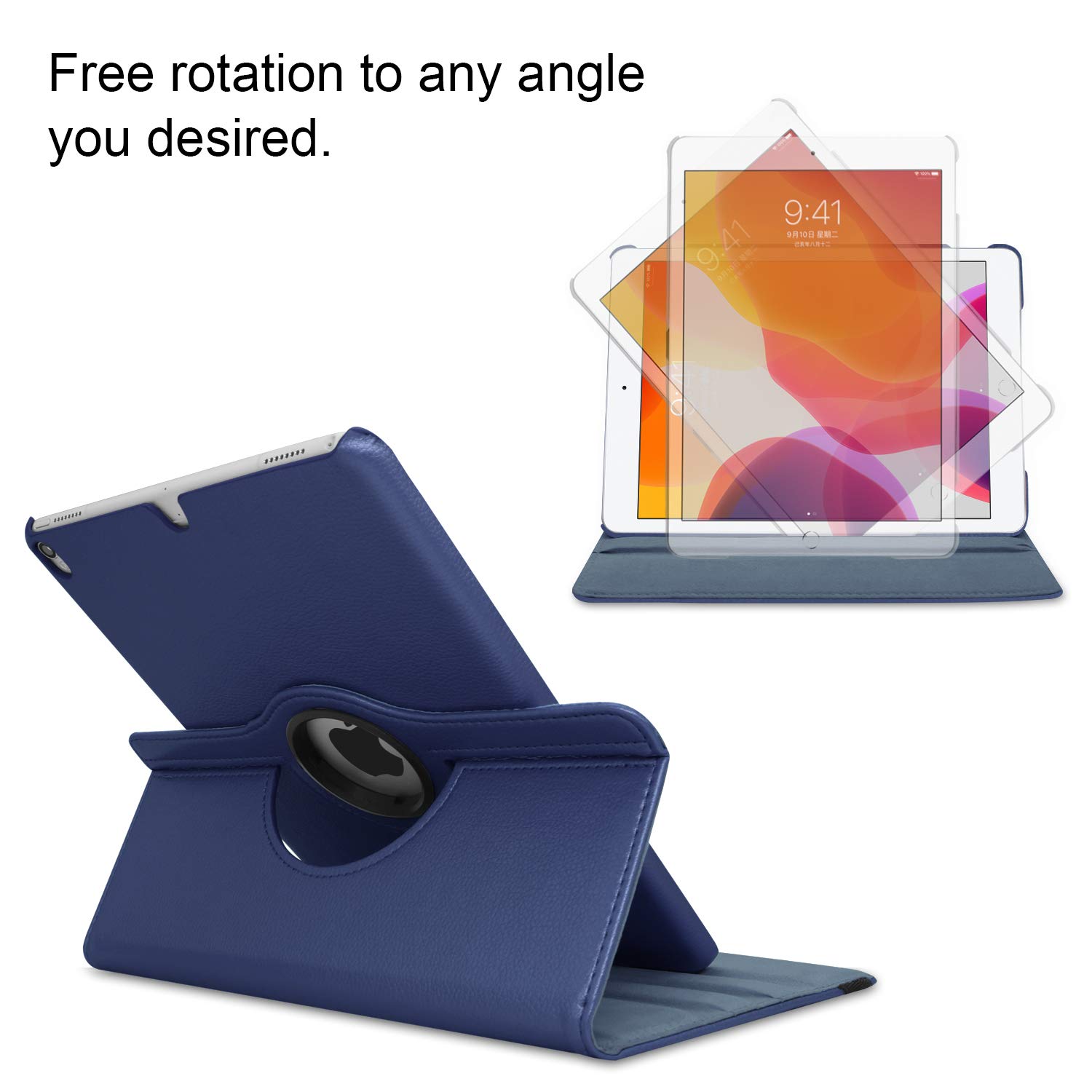 for iPad Air 2 Case Cover - Multi-Angle Viewing 360 Degree Rotating Smart Case Cover, Auto Sleep/Wake, Leather Full Body Protective Cover for iPad Air 2 (Blue)