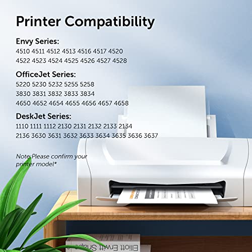63XL Ink Cartridge Compatible Ink 63 XL Replacement with HP Officejet 4650 4652 4655 5200 5255 3830 Envy 4520 4512 Deskjet 1112 2130 2132 3630 Printer (2 Black)