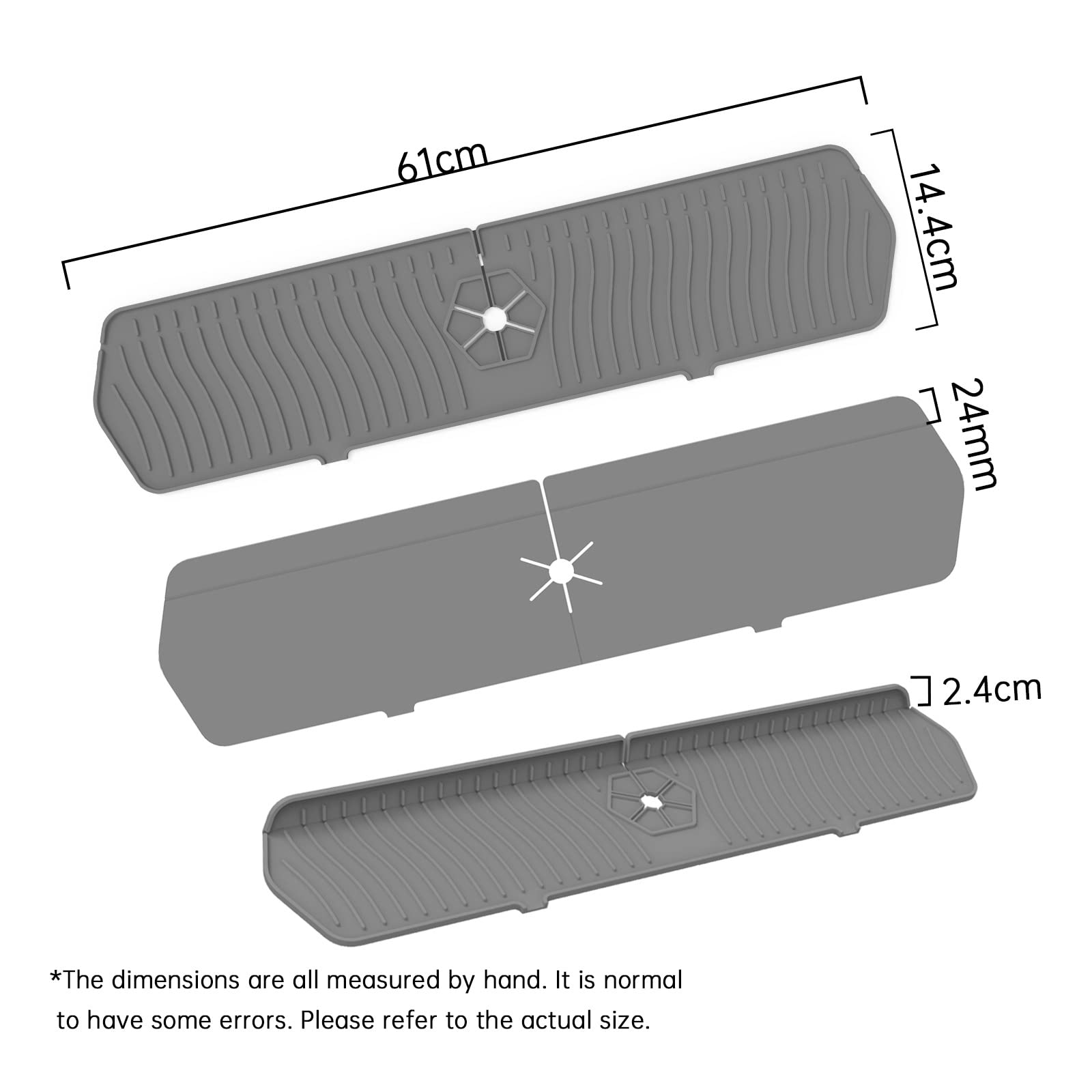 AMLETBH Silicone Sink Faucet Pad, Drip Protector Splash Countertop Protection, Kitchen Faucet Sink Splash Guard, Bathroom Faucet Water Catcher Mat, Sink Draining Pad Behind Faucet (L, Grey), Gray