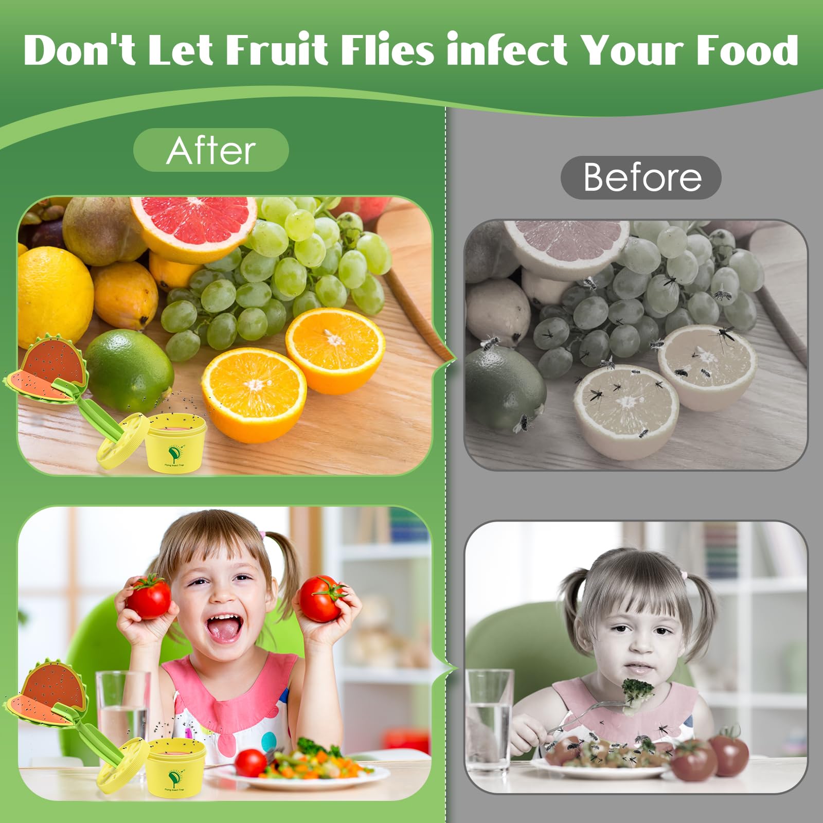 4 Pack Fruit Fly Trap Refill Liquid Only, Fruit Fly Trap for Indoors Bait Refill, Ready-to-Use Natural Fruit Fly Killer Liquid Bait for Home, Kitchen & Dining Area Non-Toxic for Kids & Pets