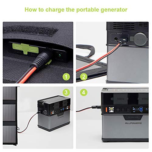 ALLPOWERS Portable Solar Panel 100W (Dual 5v USB with 18v DC Output) Monocrystalline Solar Charger Foldable Solar Panel for Laptop, Generator, 12v Car, Boat, RV Battery