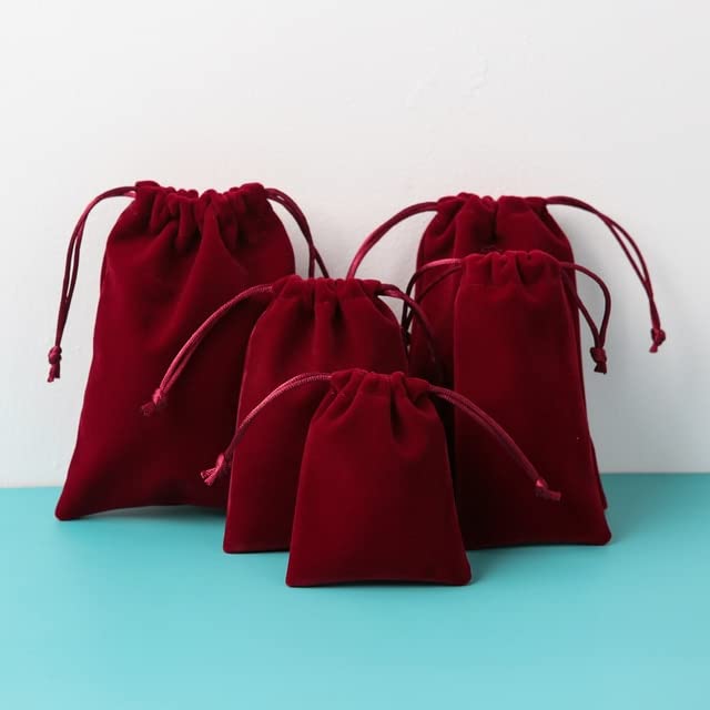 50pcs Jewelry Drawstring Velvet Gift Bags Wedding Candy Packaging Pouch Earrings Ring Necklace Jewelry Cotton Flannel Bag
