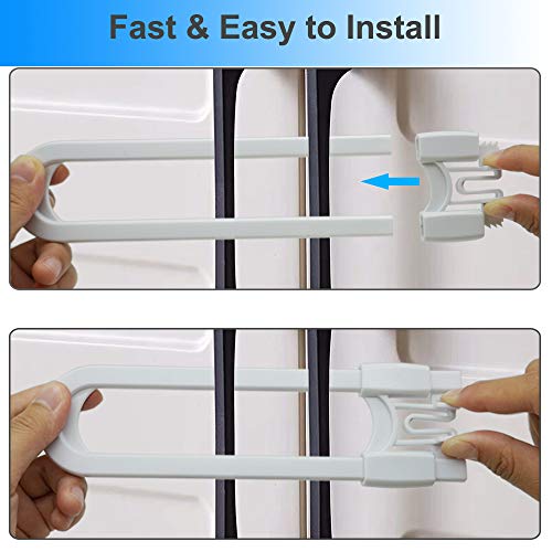 4Pcs Sliding Baby Cabinet Locks, Easy for Parents, Socub U Shape Baby Proof Cabinet Latches, Handles on Kitchen, Fridge, Cabinet, Cupboard, Closet, Bathroom