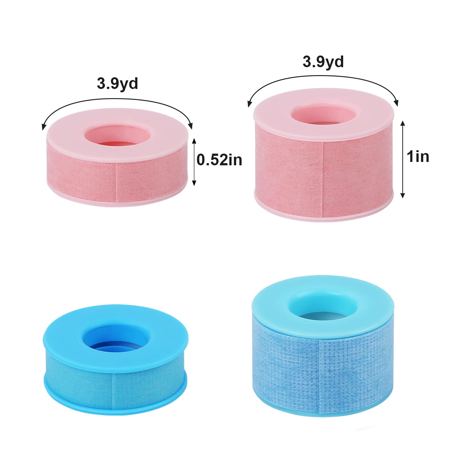 4pcs Lash Adhesive Tape, Reusable Adhesive Waterproof Silicone Tape Eyelash Tape for Lash Extension Lash Beauty Auxiliary Tools (2 Pink, 2 Blue)
