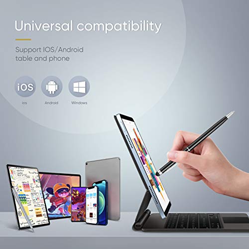 ORIbox Stylus Pen Ballpoint Pen,12pcs Universal 2 in 1 Capacitive Stylus Ballpoint Pen for iPad, iPhone, Samsung, HTC, Fire tablet, Tablet, All Capacitive Touch Screen Device(6 Black,6 Sliver)