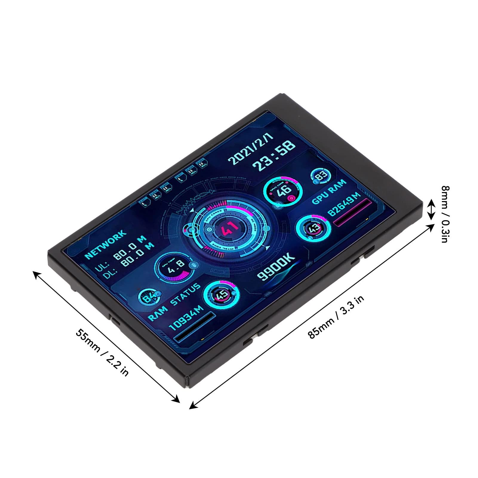 3.5 Inch IPS USB Mini Screen, AIDA64 PC CPU Data Monitor, PC Sensor Panel Display Temperature Monitor, Multifunctional Computer Temp Monitor for Windows System