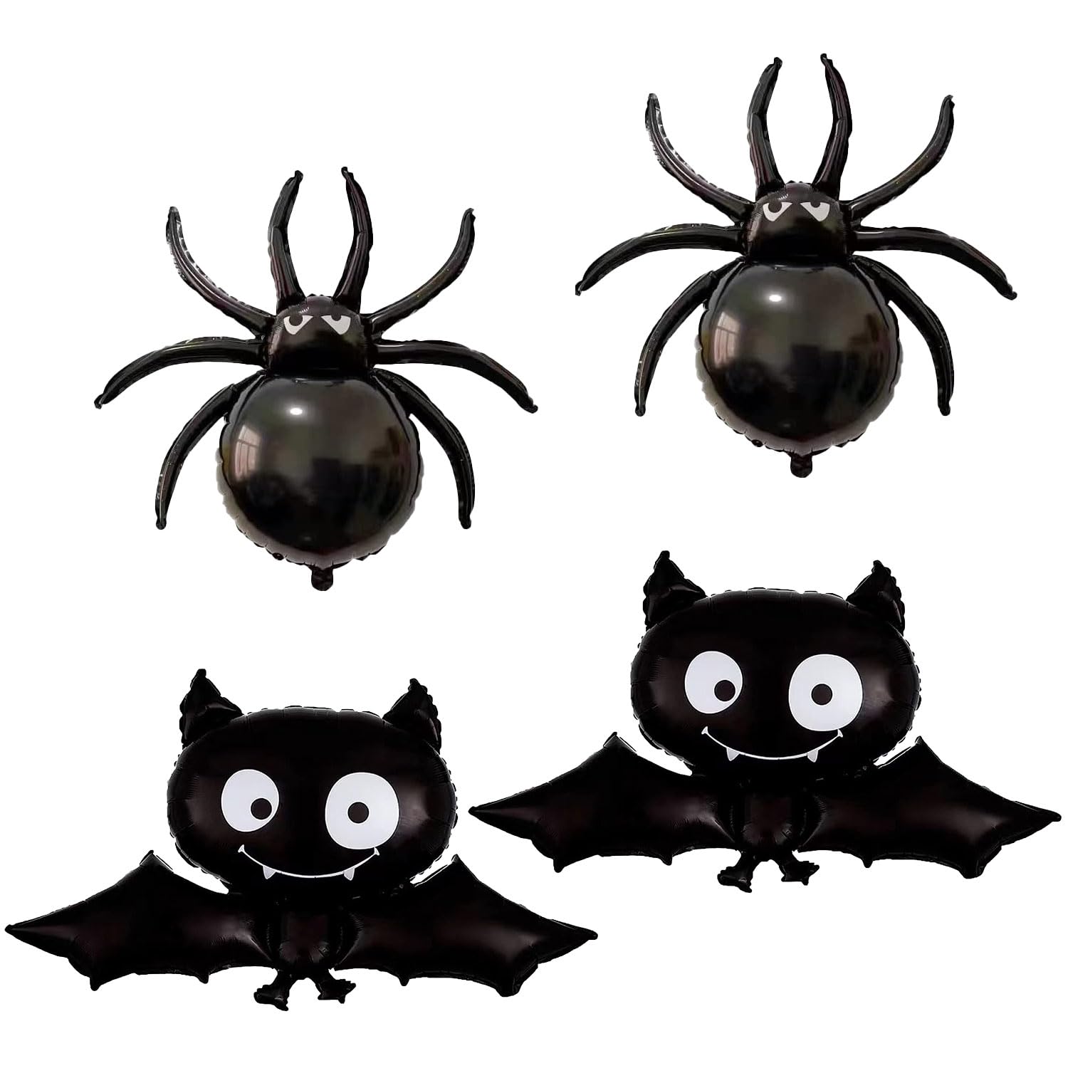 4 PCS Halloween Foil Balloons Large Black Spider Bat Balloons Cute Aluminum Foil Balloons for Halloween Props Party Decorations