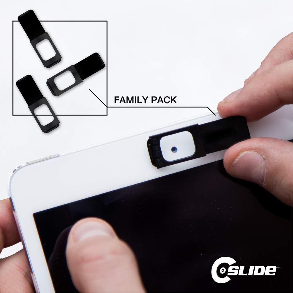 C-SLIDE 1.0 Webcam Cover Slide 3 Pack | Sliding Laptop Camera Blocker | 1.5” x 0.5” by 1.5mm Thin | Camera Blocker for Computers, Tablets, Echos, Chromebook & More | Make Security a Priority | Black