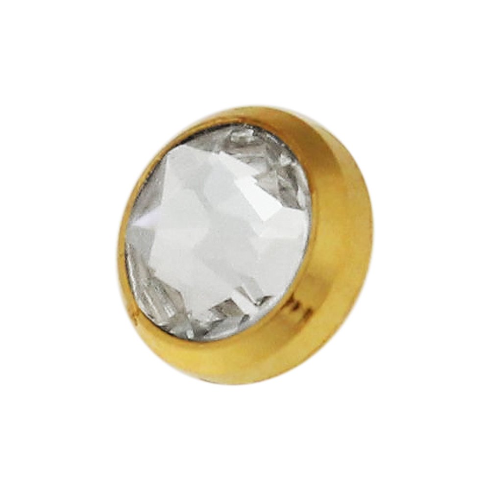 3MM Flat Clear Round Stone Gold Anodized 316L Surgical Steel Top Micro Dermal Anchor Jewelry