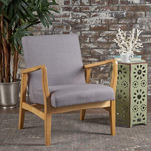 GDF Studio Winford Light Grey Fabric Wood Frame Mid Century Modern Office Chair