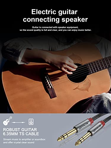 ANYPLUS Instrument Cable,【16.5ft/5m-1pack】 6.35mm Male to Male 1/4 inch to 1/4 inch Audio Cable, Fish Wire Braided TRS Cable, for Guitar Cable, Bass, Keyboard, Mixer, Amplifier, Equalizer, Speaker.