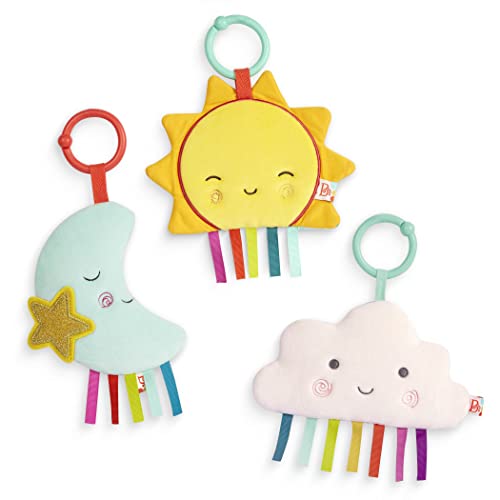 B. baby – 3 Sensory Baby Toys – Crinkle Toys For Newborns, Infants – Hanging Toys For Car Seat, Stroller, Crib – Sun, Cloud, Moon – 0 Months + – Crinkly Wonders