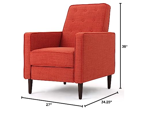 GDFStudio Macedonia Mid Century Modern Tufted Back Fabric Recliner (Muted Orange)