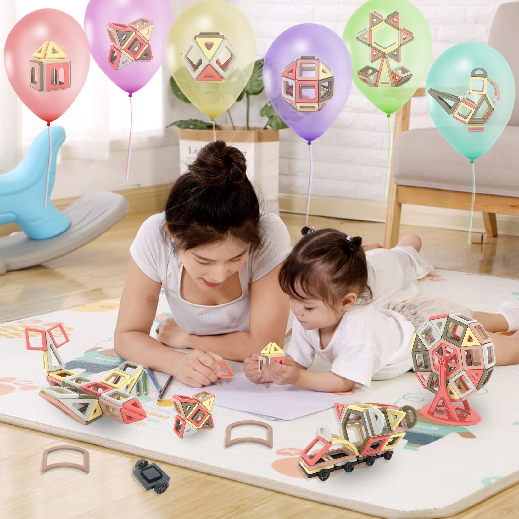 ASOK 149 Piece Magnetic Blocks Building Tiles Educational Construction Toy Set STEM Playset for 3 4 5 6 7 Years Old Boys Girls Gifts