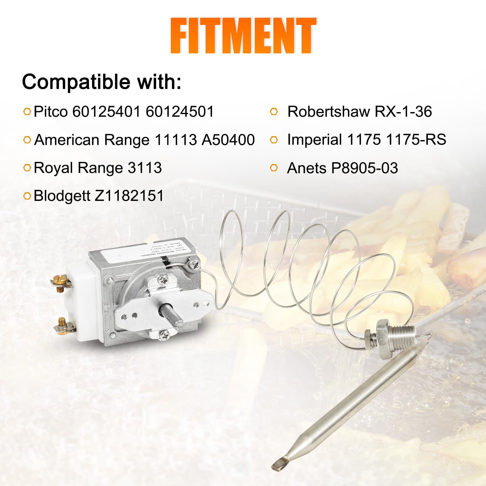 60125401 Deep Fryer Thermostat with Knob Switch, Millivolt Thermostat RX-1-36, 1/4" Mpt Stuff Box Compatible with Pitco 60124501, Imperial 1175, American Range 11113 A50400, Royal Range 3113, 200-400F
