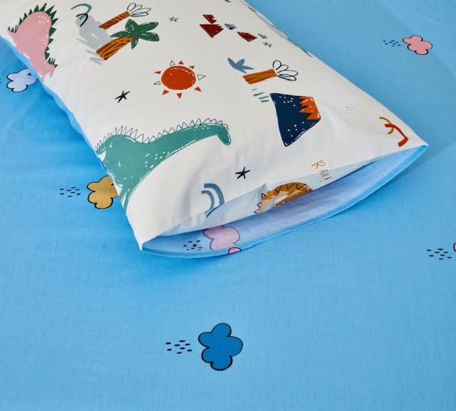 archers Kids Duvet Cover Set – Full, 4 pcs Include Reversible Duvet Cover, Fitted Sheet, 2 Pillowcases | 100% Cotton |Playful, Fun and Cozy Sheet Set | Dinosaur Print
