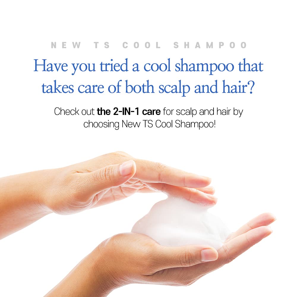 New TS Cool Shampoo for Scalp and Hair (16.9 Fl Oz) | Therapy Shampoo | Mint Scent with Essential Oil & Natural Ingredients | Parabens free | Anti- Dandruff & Cooling Shampoo| Made in Korea