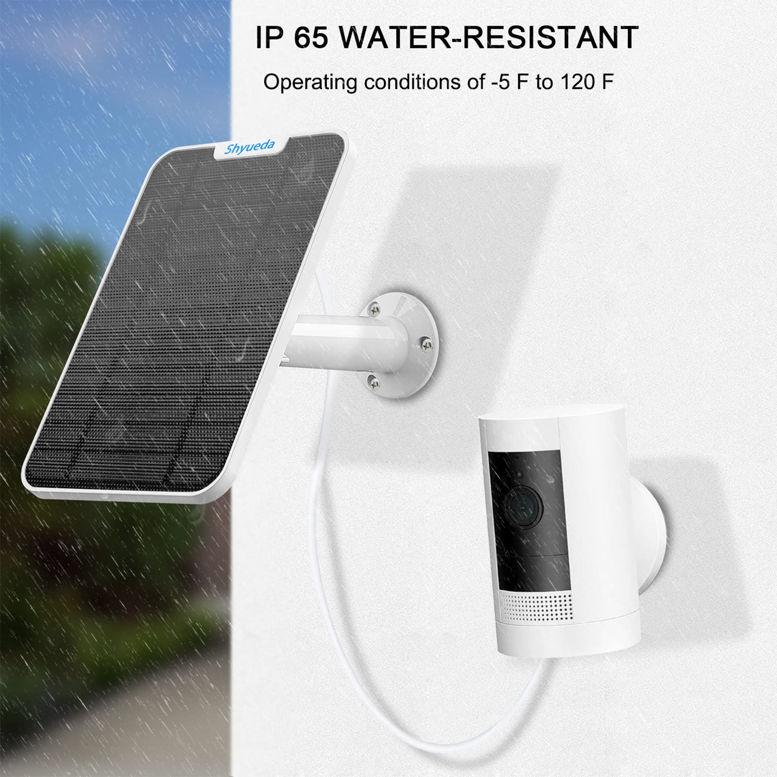 4W Solar Panel Charging Compatible with Stick Up Cam 2nd & 3rd Gen & Spotlight Cam Battery,3.5mm DC Plug to Device,IP65 Weatherproof,Includes Secure Wall Mount(White) (1)
