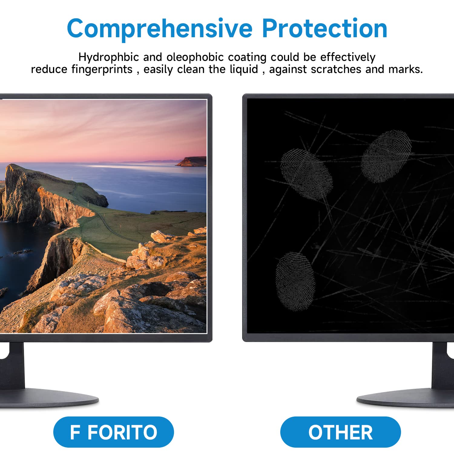 F FORITO 2-Pack 24 inch Anti Glare Computer Screen Protector, Matte Computer Screen Cover Compatible with 24" Sceptre/HP/KOORUI/Dell/ViewSonic/BenQ/LG/SAMSUNG/ASUS Desktop with 16:9 Aspect Ratio