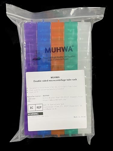Tube Rack Double Panel 60 Positions Polypropylene for 0.5ml-2ml Microcentrifuge Tubes, Pack of 5(Blue, Orange,White, Purple, Green)