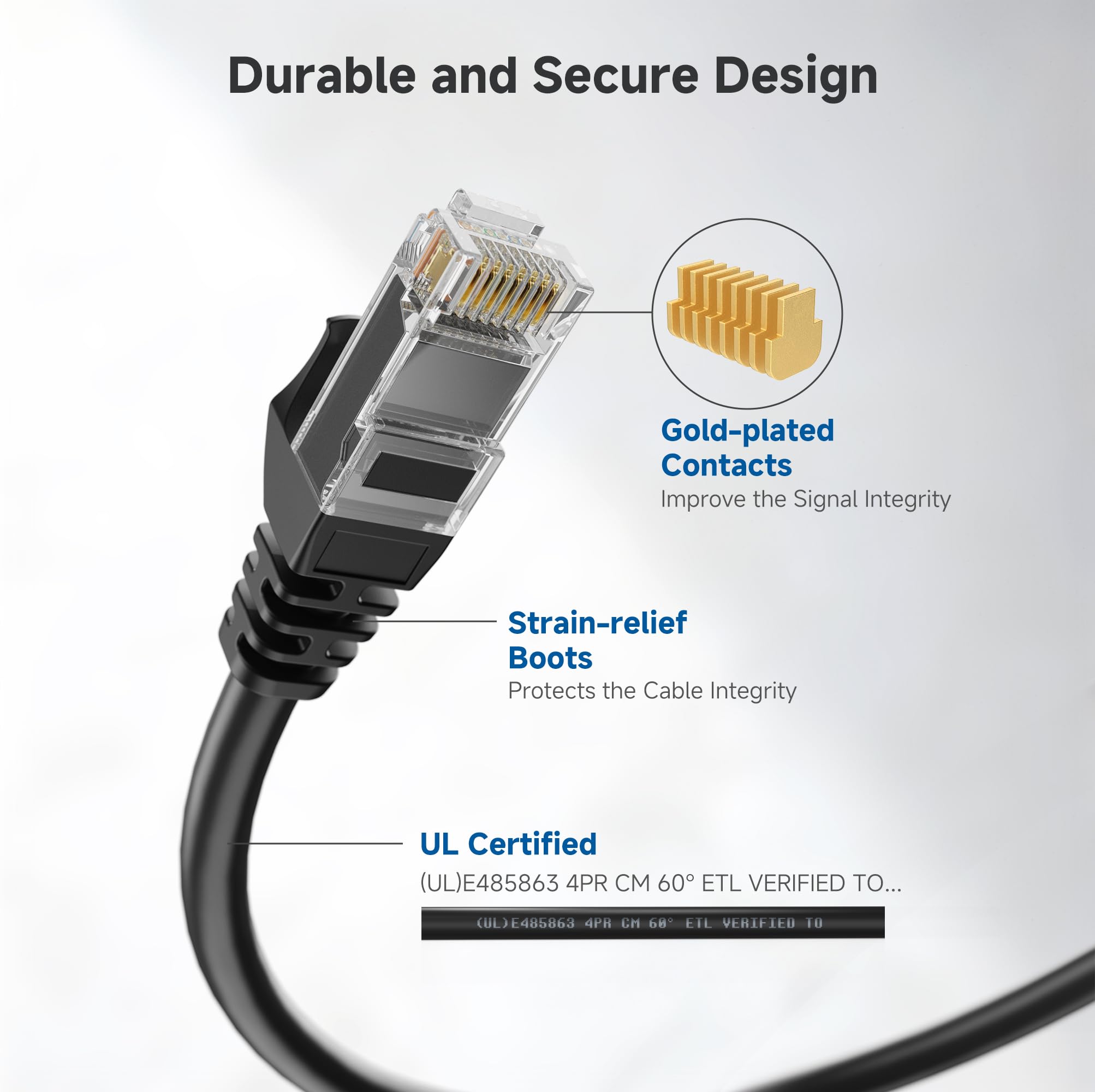 Cable Matters 10Gbps 10-Pack Snagless Cat 6 Ethernet Cable - 10ft, Cat 6 Cable, Cat6 Cord, Ethernet Cord, Black