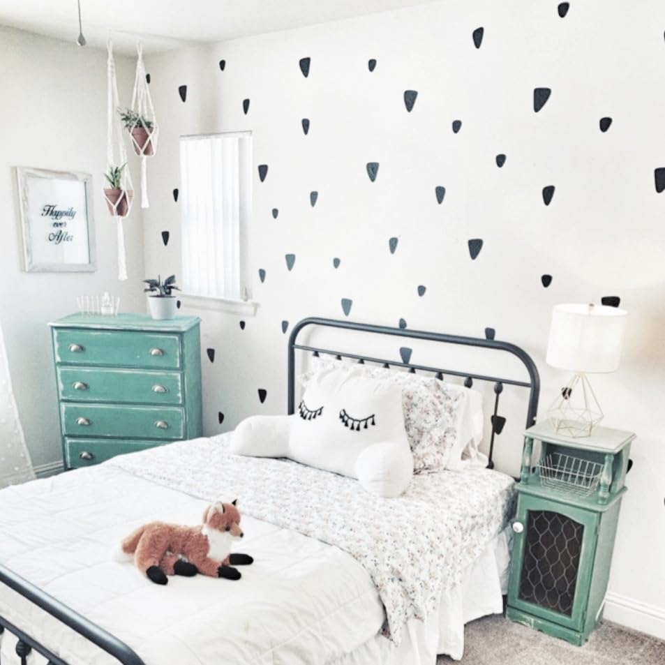 The Boho Design Vieli Arte Filled Triangles Hand Drawn. Wall Vinyl Sticker Decal Decor Nursery 67 psc. Adhesive Tribal Triangle for Kids Baby Bedroom Decoration (Black)