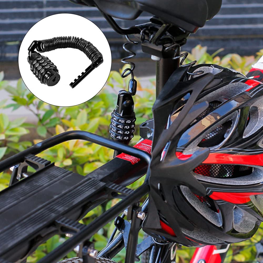 4-Digit Resettable Security Bicycle Lock Chain Bike Lock Cable Bicycle Accessories for E-Bike Mountain Bike Outdoor Ski Gate Accessories